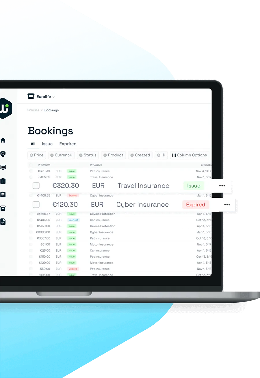 Embedded Insurance Home @ Wallbid